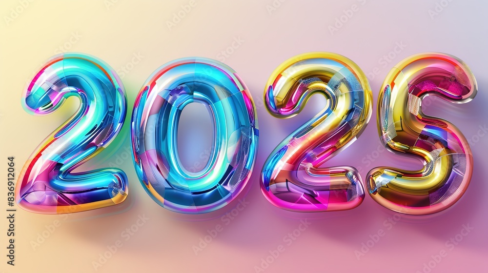 "2025" spelled out in four letters, lined up in a straight line ...