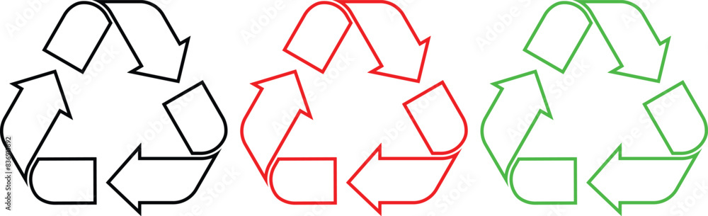 set of recycling icons. Editable stock colorful recycle logo symbol ...