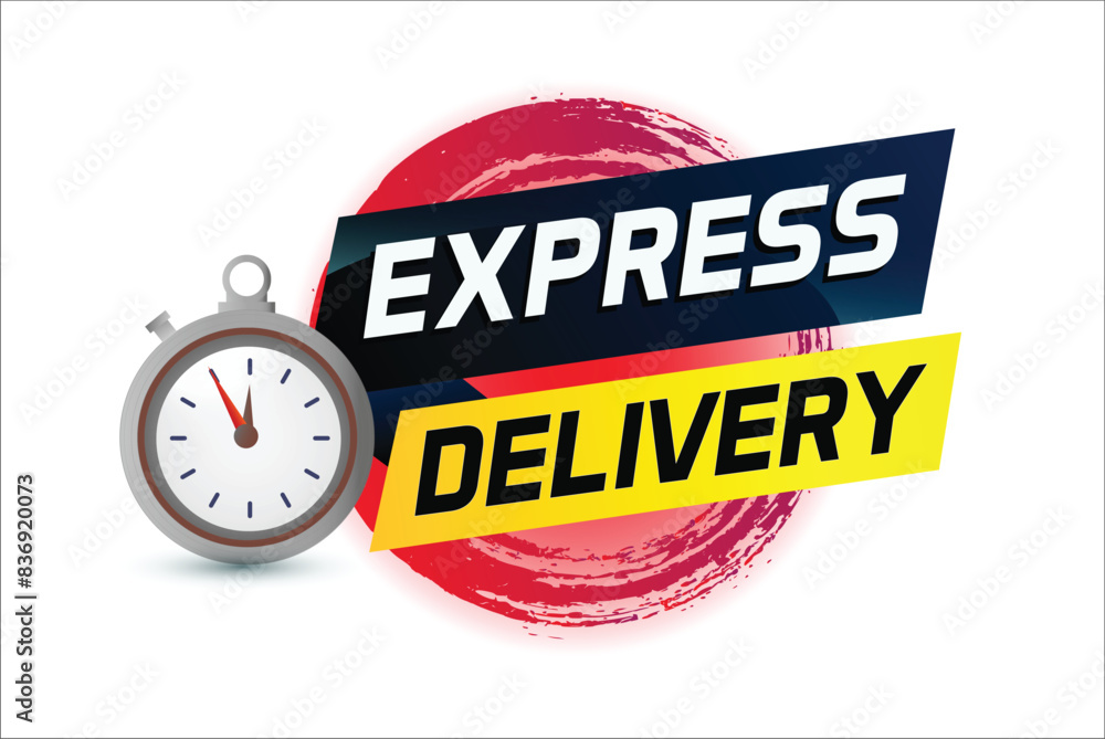 Express delivery word concept vector illustration with stopwatch style ...