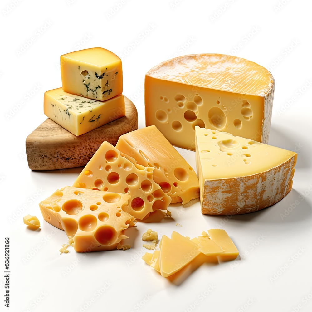 simpl cheese illustration isolated on a white background, 4 multiple ...