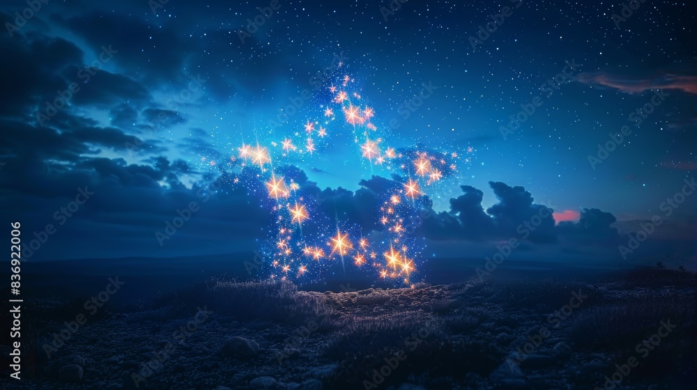 Patriotic Symbol in the Majestic Night Sky - Ethereal Stars Forming a ...