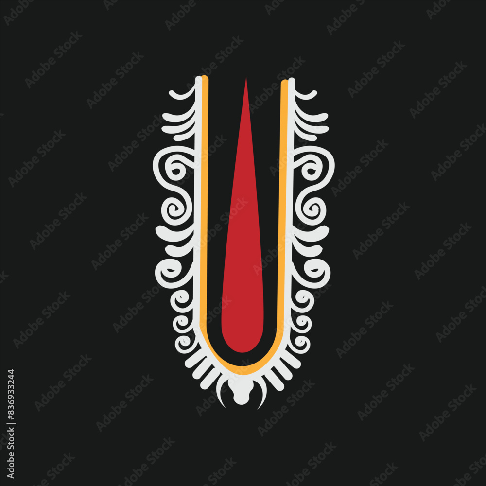 Shree Krishna tilak vector art on black background | Krishna tilak logo ...