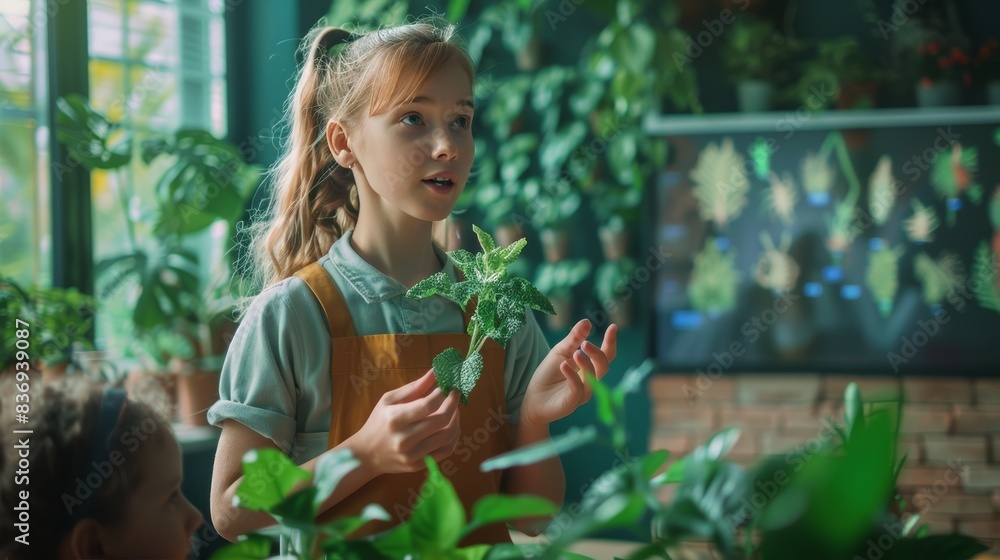 A classroom setting with a teacher explaining the concept of ...