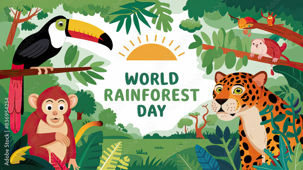 World Rainforest Day, Illustration, World Rainforest Day poster, happy ...