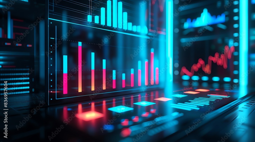 Efficiency Ratio A 3D minimal chart illuminated to show operational ...