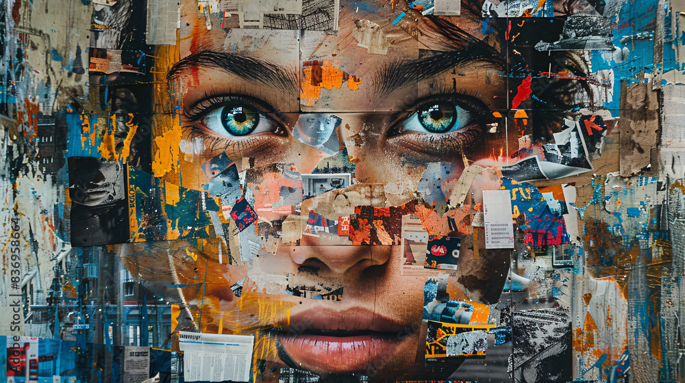 Collage of various social issues and emotions represented through ...