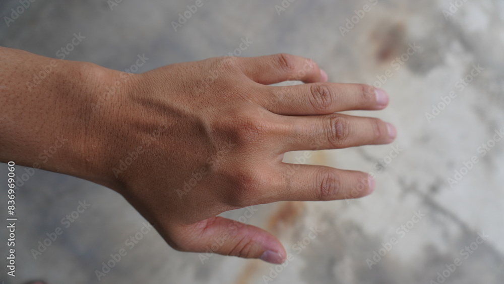 A series of hand gestures showing fingers counting from 1 to 5 and a ...