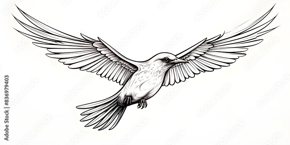 line drawing of cuckoo bird for logo with more simplified black lines ...