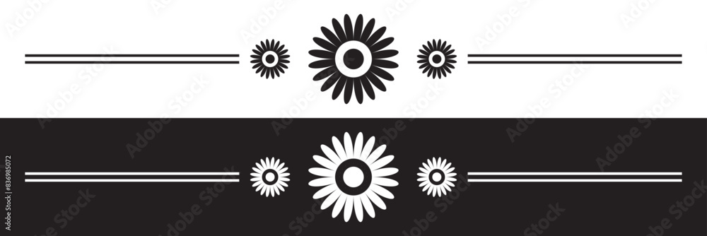 Cute floral page divider doodle illustrations. Simple flower border ...