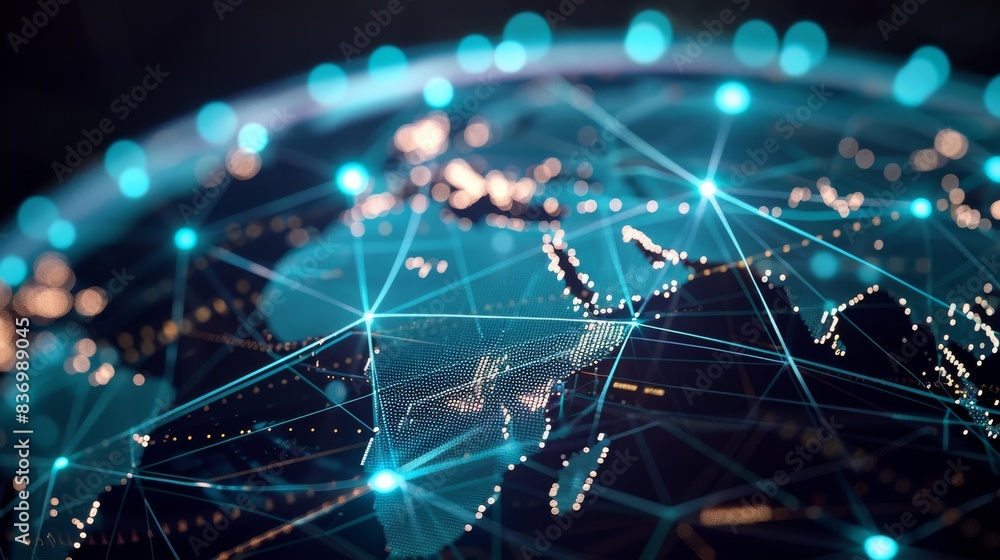 Global social network, world map point and line composition. Concept of ...