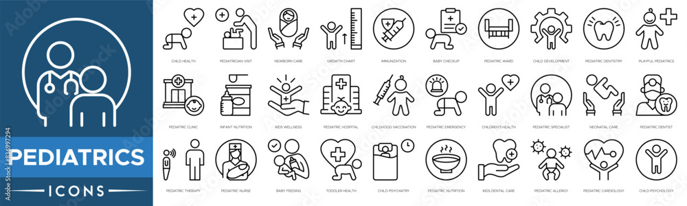 Pediatrics icon. Child Health, Pediatrician Visit, Newborn Care, Growth ...