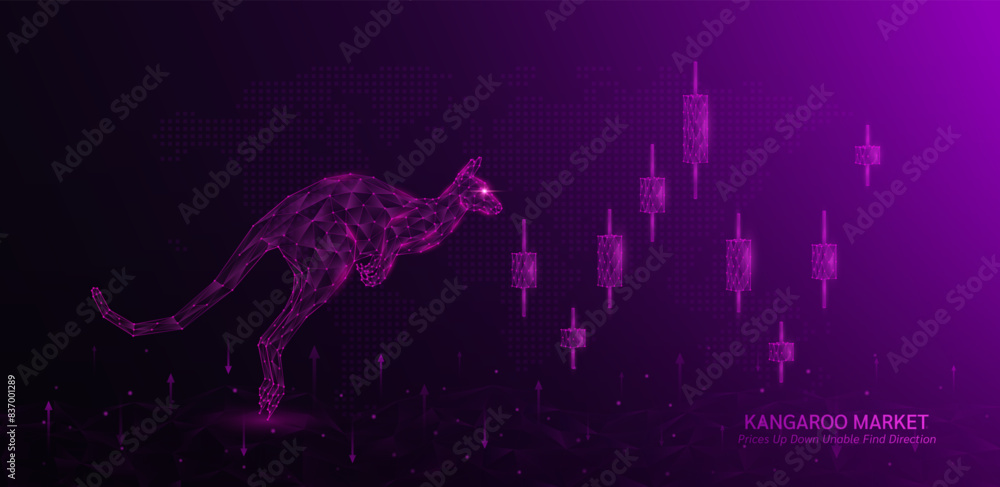 Purple kangaroo shapes polygon facing candlestick. Sideway stock market ...