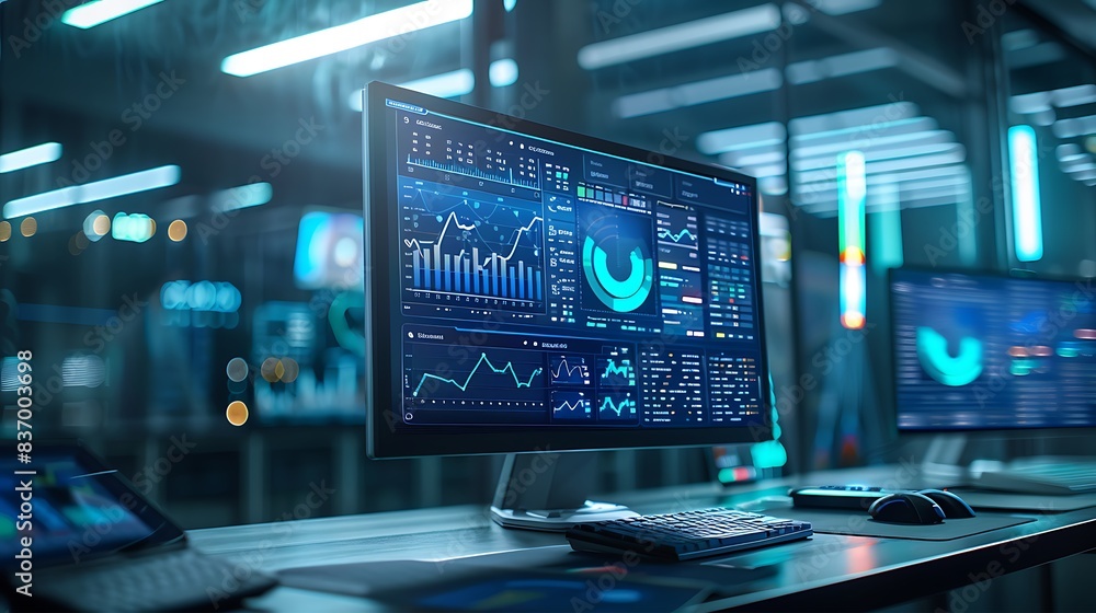 The digital realm with a real photo capturing a computer monitor ...