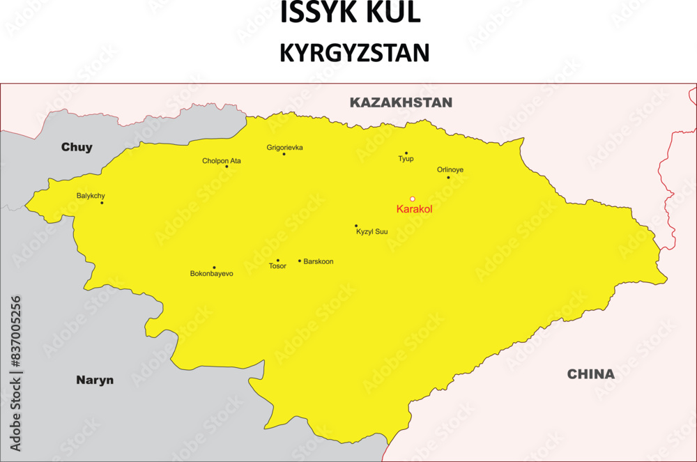 ISSYK KUL Map. Major city map of ISSYK KUL. Political map of ISSYK KUL ...