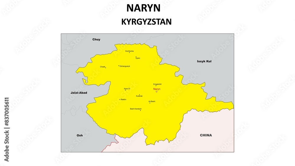 NARYN Map. Major city map of NARYN. Political map of NARYN with country ...