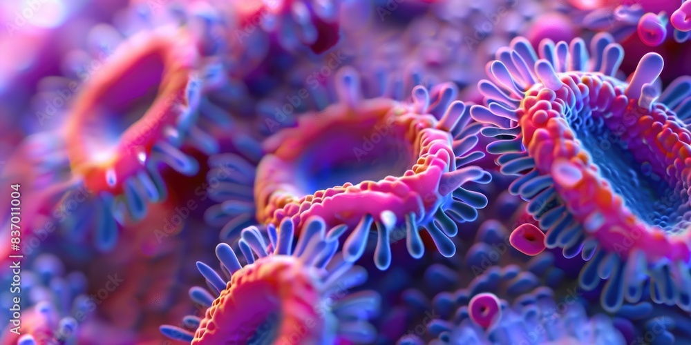 Prokaryotic cell structure, close up, microbiology, vibrant, composite ...