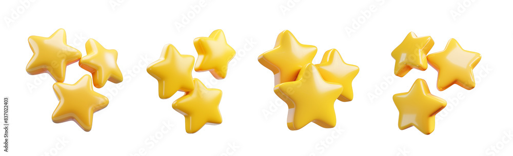 3D cartoon yellow pentagram isolated on transparent background cutout ...