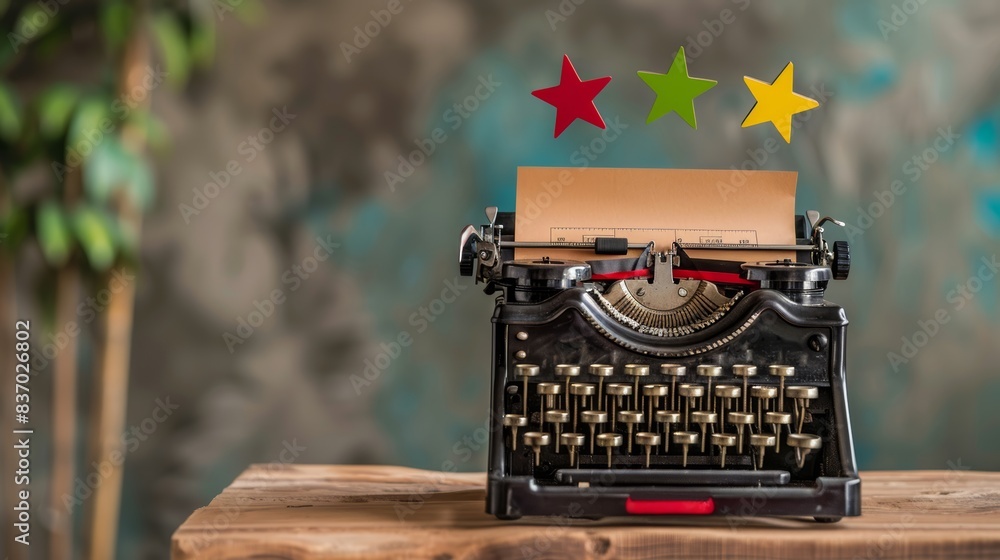 Old-school feedback survey on a typewriter with vintage paper ...