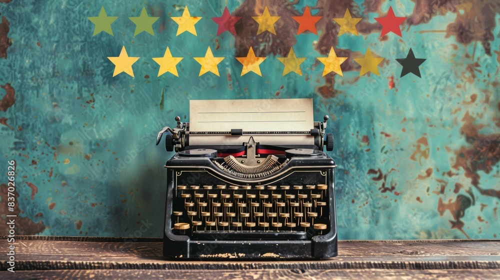 Old-school feedback survey on a typewriter with vintage paper ...