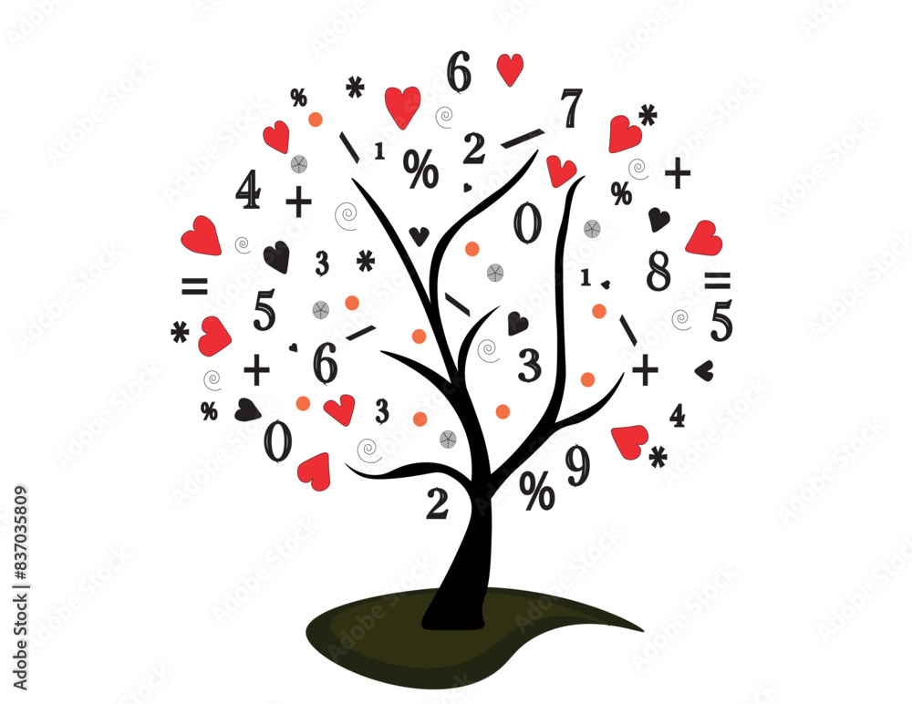 Art tree with math symbols for your design. Illustration of education ...
