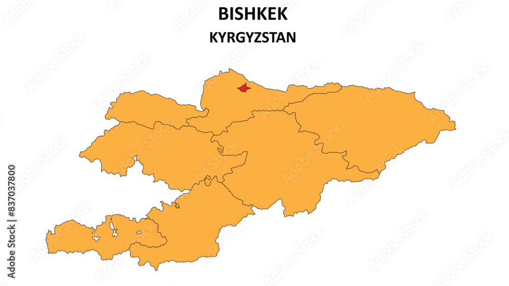 Bishkek Map in Kyrgyzstan. Vector Map of Kyrgyzstan. Regions map of ...