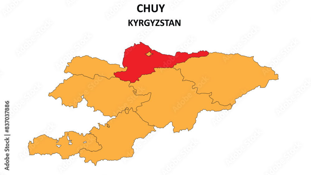 Chuy Map in Kyrgyzstan. Vector Map of Kyrgyzstan. Regions map of ...
