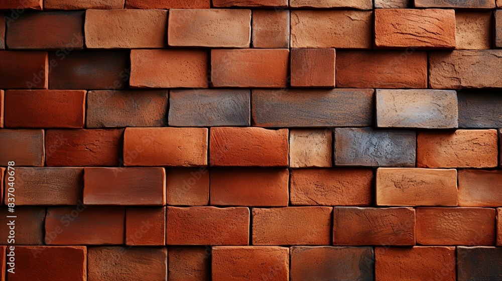 A detailed shot of terracotta tiles with textured surfaces and warm ...