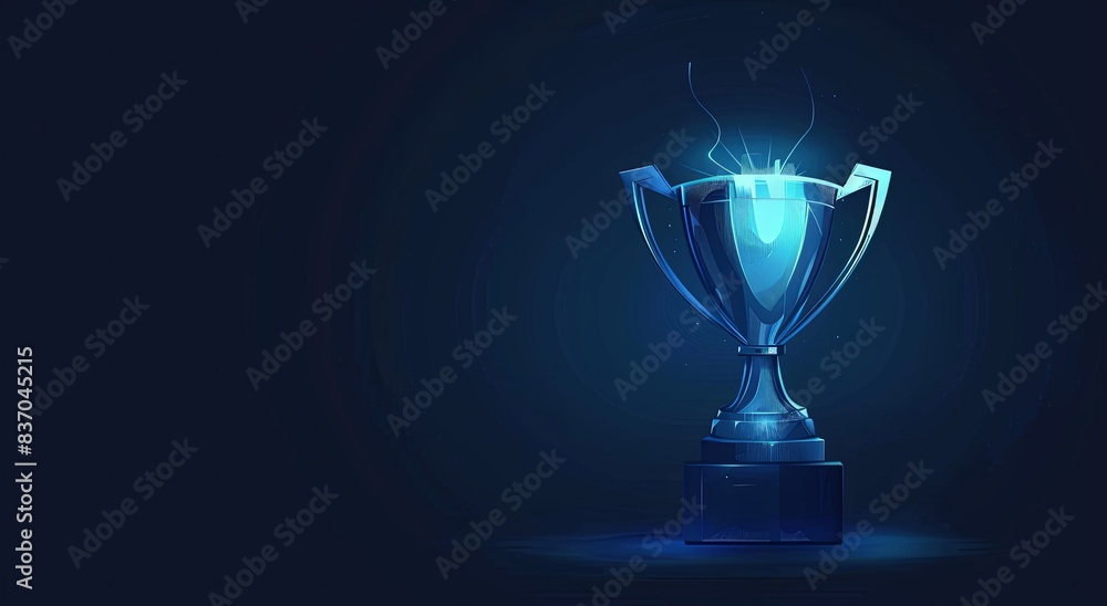 awesome trophy cup, blue glowing background, It means champions and ...