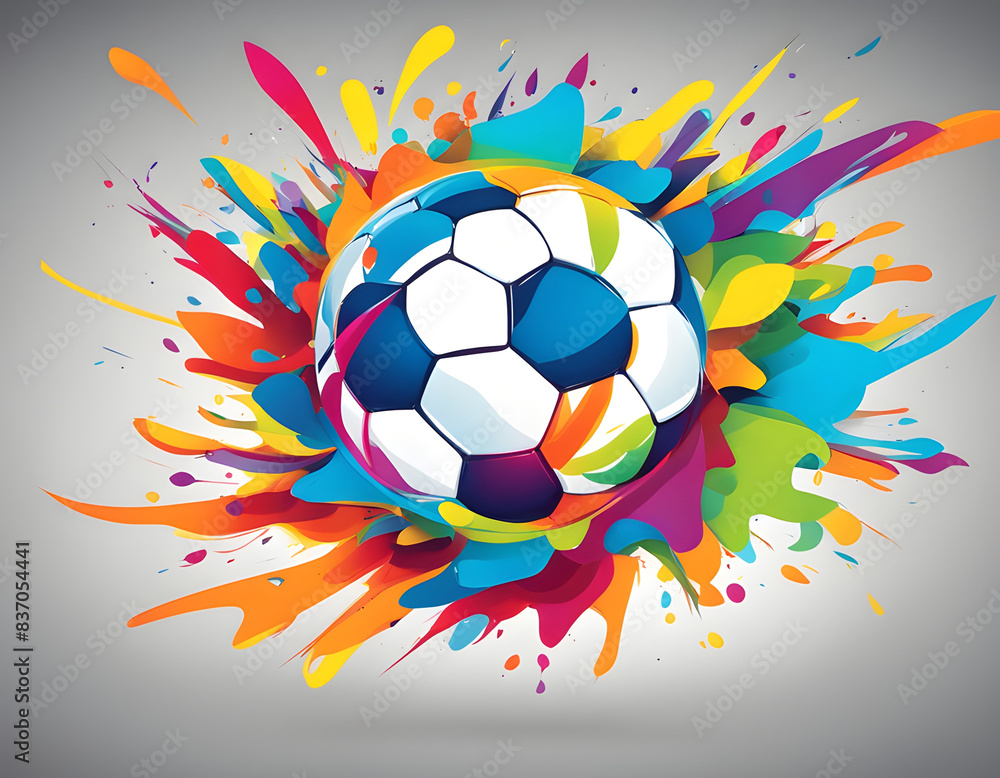 Soccer football ball with paint splash. Sport game abstract concept ...