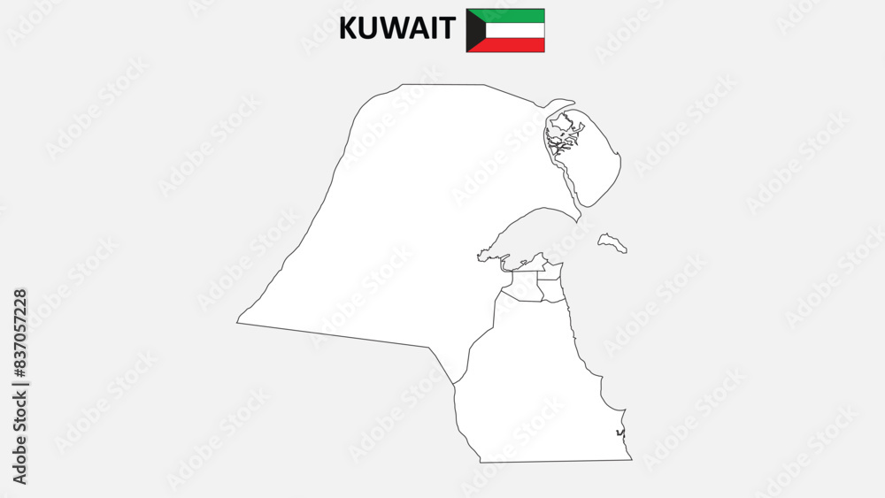 Kuwait Map. State map of Kuwait. Administrative map of Kuwait with ...
