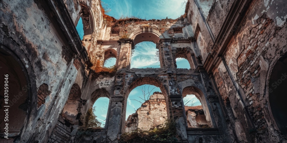Ruins, wilderness, growing ruins, natural regeneration, depressed ...