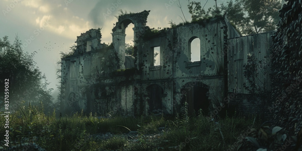 Ruins, wilderness, growing ruins, natural regeneration, depressed ...