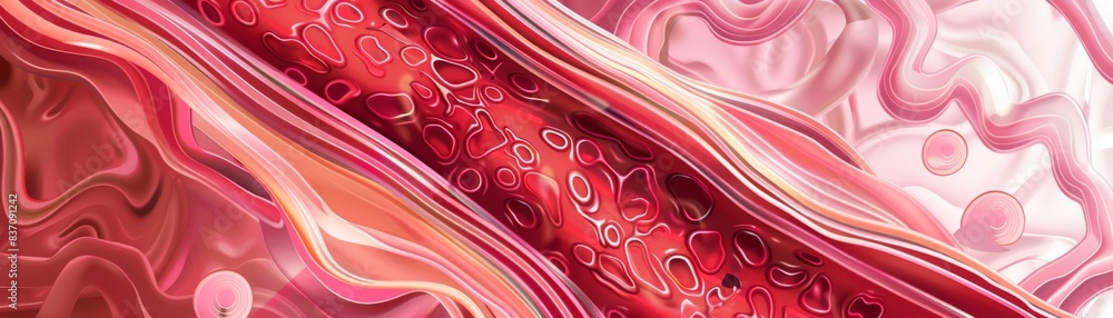 A detailed illustration of an artery blocked by fat deposits, health ...