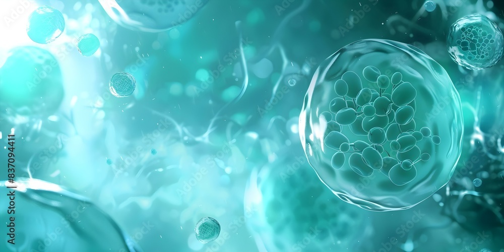 Educational visuals of fictional cell structure nucleus mitochondria ...