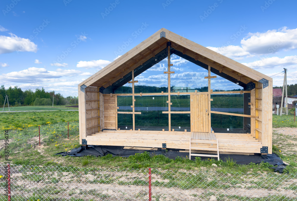 Barn House construction. Barnhouse in countryside. Modern Wooden house ...