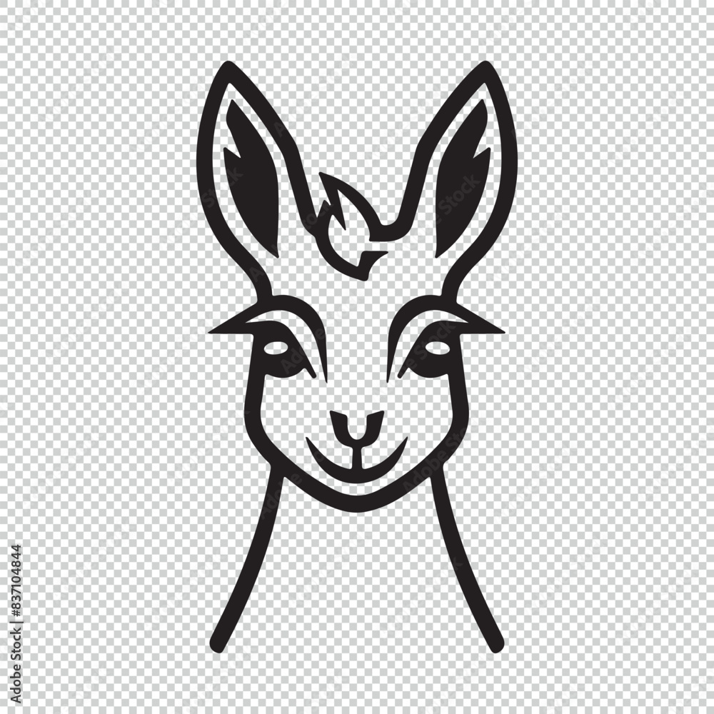 Simple lama logo icon, black vector illustration on transparent ...