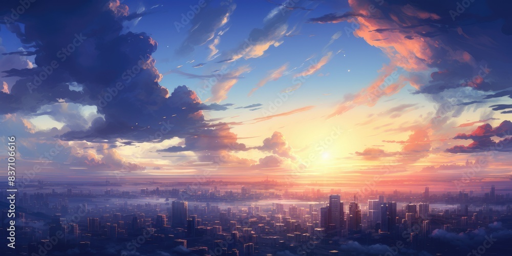 Late dusk with beautiful Heavenly sky over tokyo like city sky. city ...