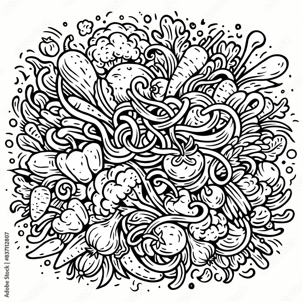 Vegetables cartoon vector doodles illustration. Nature food elements ...