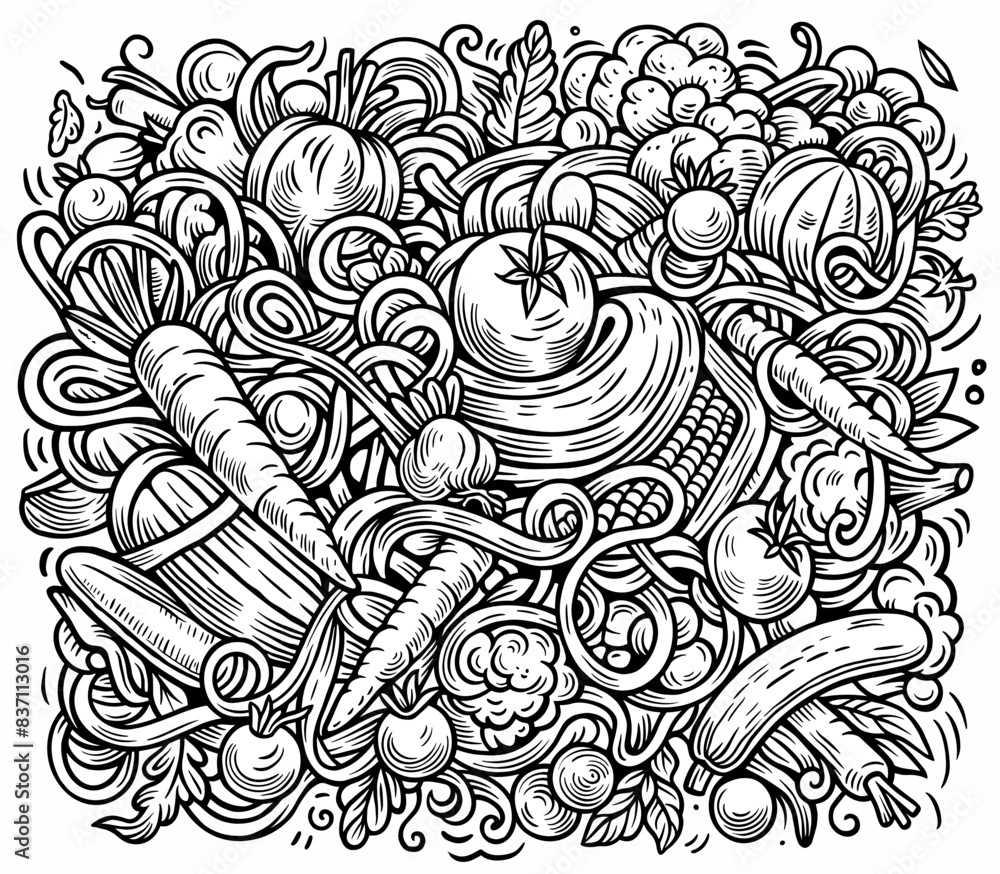 Vegetables cartoon vector doodles illustration. Nature food elements ...