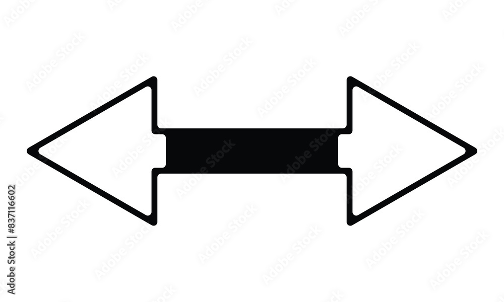 Dual sided line arrow vector, icon, silhouette design. Semicircular ...