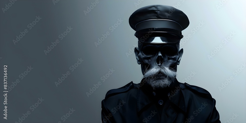 Fictional exaggerated evil character in uniform personifying the ...