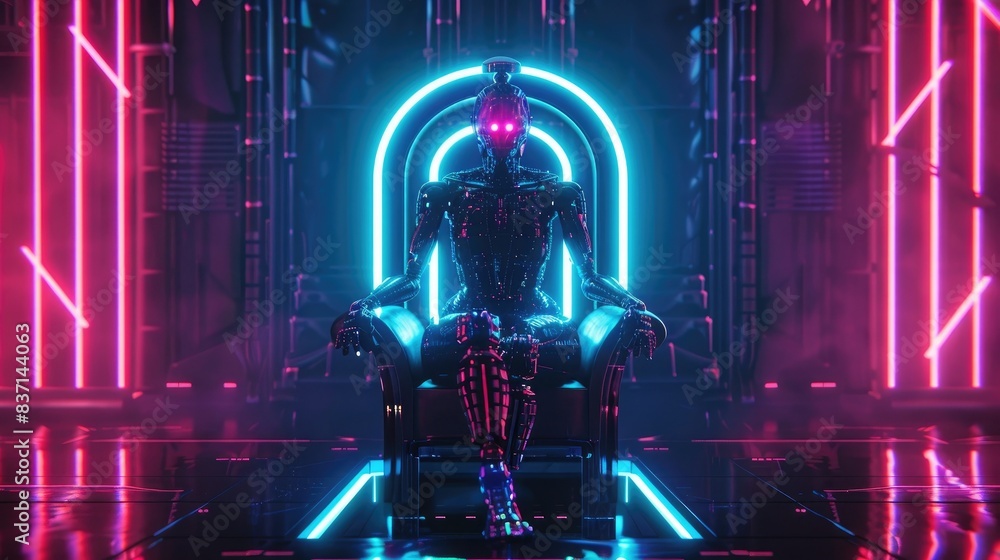 AI or artificial intelligence in image female cyborg queen. Robot woman ...