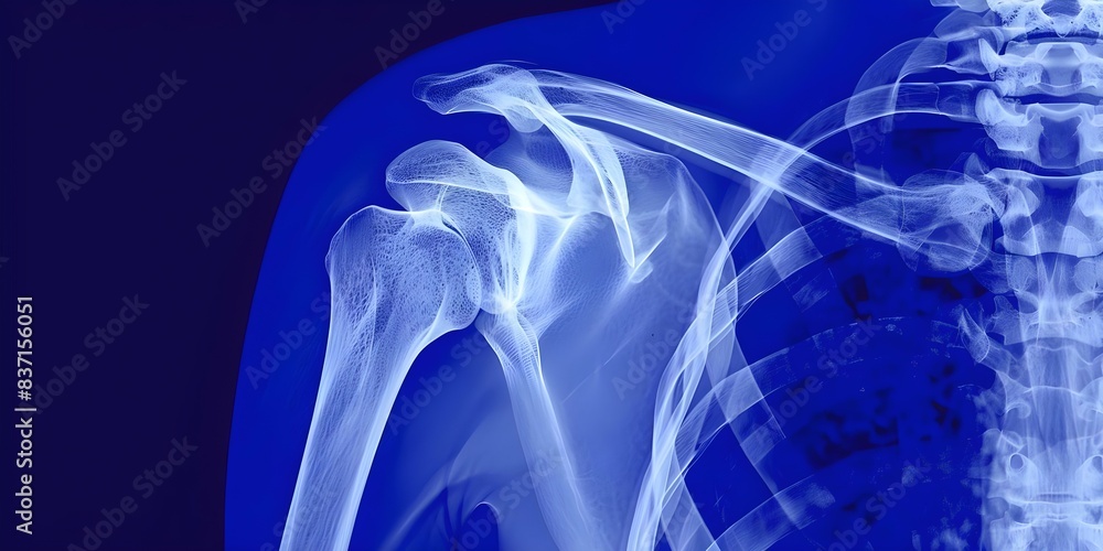 Xray image of human shoulder joint showing detailed bone structure ...