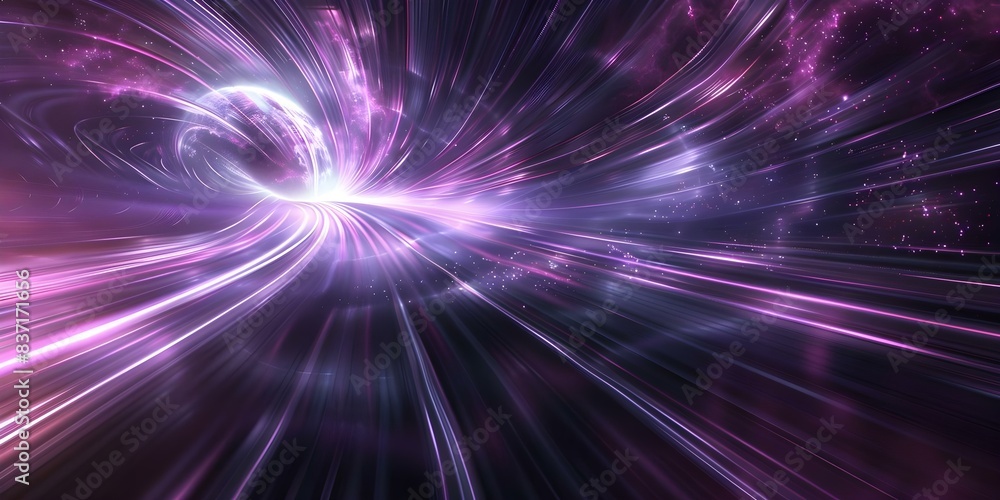 Sci-fi Cyber Space Background with Dark Galaxy Light and Space Travel ...