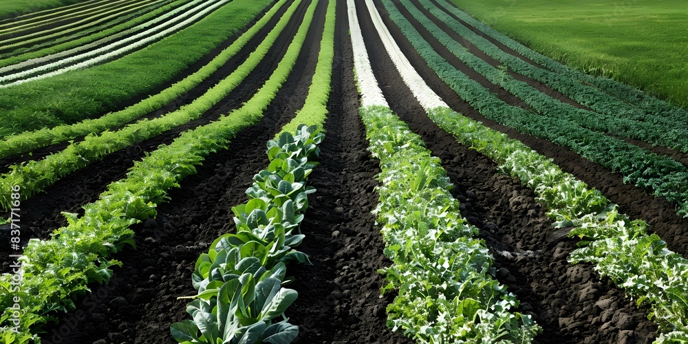 ภาพประกอบสต็อก Organic farming methods like crop rotation and ...