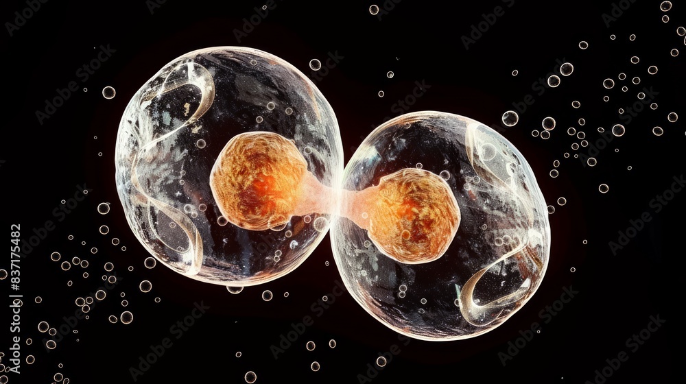 euglenoids undergoing the process of binary fission where a single cell ...