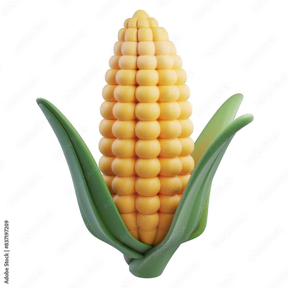 3D cartoon corn cob is suitable for food-related scenes isolated on ...