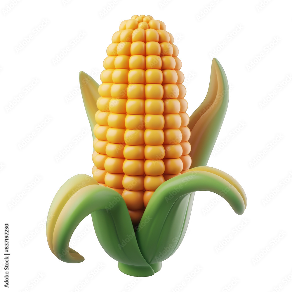 3D cartoon corn cob is suitable for food-related scenes isolated on ...