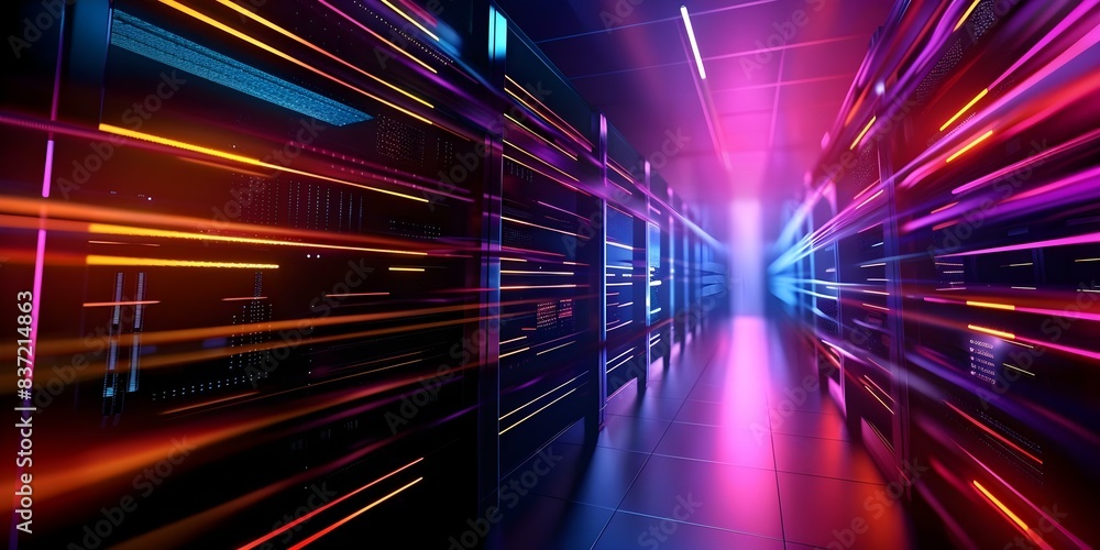 Modern data center hub with cloud computing technology 3D rendering ... Modern data center hub with cloud computing technology 3D rendering ...