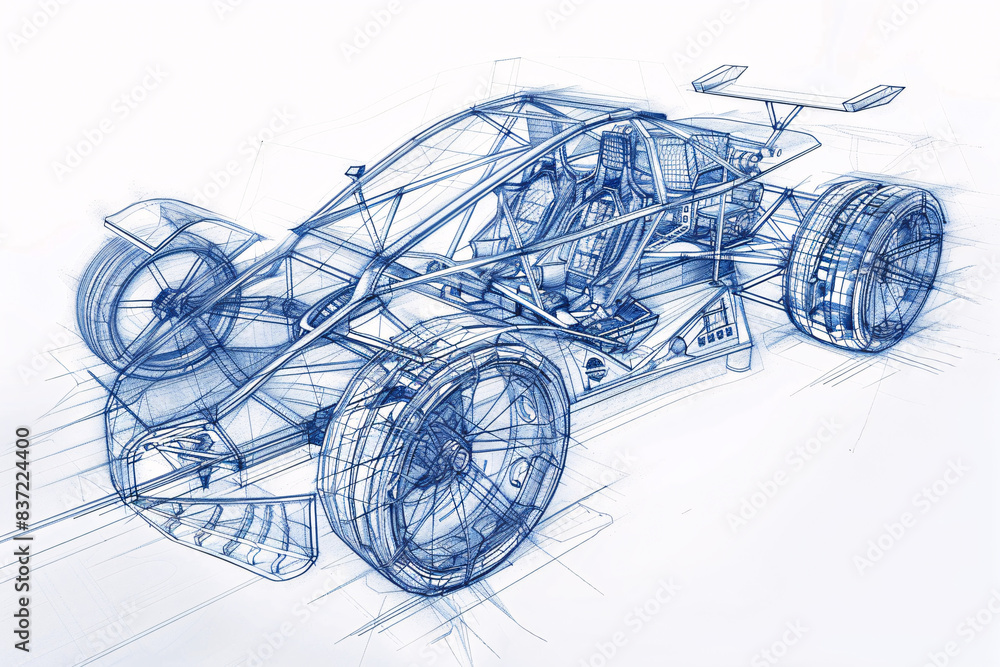 Futuristic Car Design Sketch - Detailed Illustration of Concept Car ...